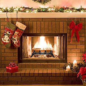 G GOOD GAIN Fireplace Grate with Ember Retainer, 15.5" Heavy Duty Cast Iron Indoor, Chimney Hearth Wood Stove Burning Rack Holder,1/2” Bar Fire Place Asseccories for Outdoor, Fire Pits, Camping.