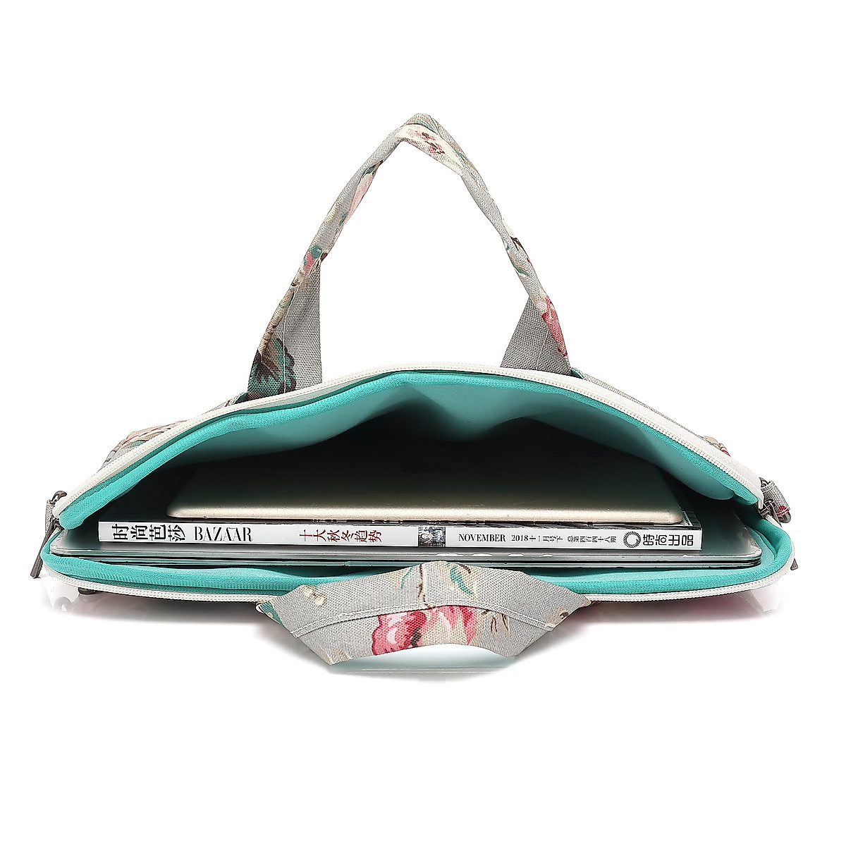 Canvaslove Rose Pattern Water Resistant Laptop Shoulder Messenger Bag for MacBook Pro 16 inch,15.6 inch and 15 inch-16 inch Laptop