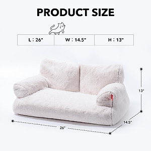 Pet Bed for Medium Small Cats and Dogs, Washable Puppy Sleeping Bed Cat Couch Pet Sofa Bed, Soft Calming Cat Sofa Beds for Indoor Cats Anti-Slip Bottom (White)