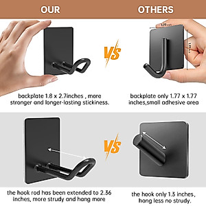 Linone 4 Pcs Self Adhesive Hooks, Stainless Steel Towel Hook, Sticky Towel Hangers for Kitchen Bathroom, Bathroom Wall Door Hooks for Hanging Towel Robe Hat Coat (Black)