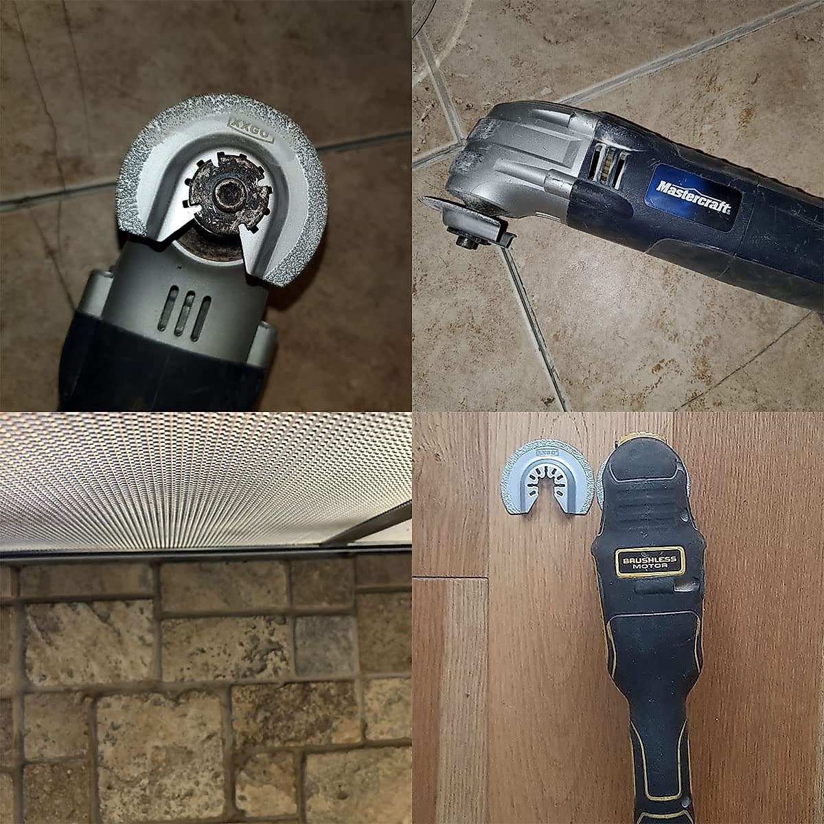 XXGO 3 Pcs Diamond Oscillating Multi Tool Segment Grit Grout Swing Blades for Girt Grout Removal XG3001S