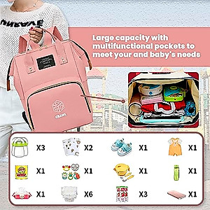 CRAWL Diaper Backpack, Bag, Waterproof Backpack, Baby Girl, Baby Boy, Back Pack, Newborn, Red, Blue, Pink, Multicolored, Backpack (Pink)
