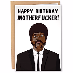 Sleazy Greetings Funny Happy Birthday Card For Men Women | Samuel L Jackson Rude Bday Card For Him Or Her | Dirty Adult Friend Birthday Card with Envelope