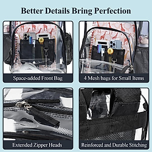 PACKISM Clear Backpack, Large Clear Backpack Heavy Duty Sturdy Shape Transparent Backpack, PVC See Through Backpack Clear Bookbag for Student, School, Workplace, Travel, Black