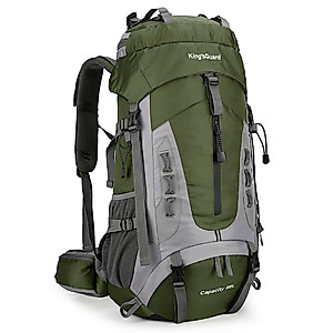 King'sGuard 40L Hiking Backpack Men Women Travel Backpack Waterproof Climbing Daypack with Rain Cover for Mountaineering Backpacking (Dark-Blue)