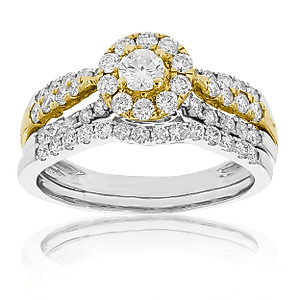Vir Jewels 1 cttw Diamond Wedding Engagement Ring Set 14K Yellow Gold Bridal Size 7