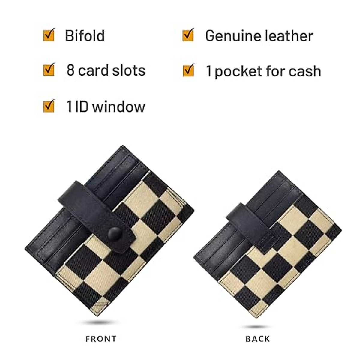VLYRN Women's Slim Bifold *Mini* Wallet/Cardholder (Black) (8 slots total - *1 card/slot)