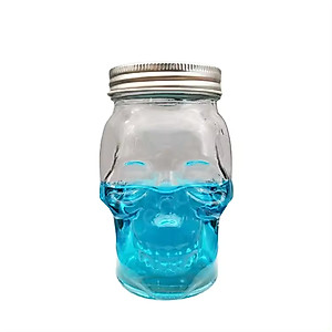 DURA LIVING Set of 2 Skull Mason Jar Glasses with Lids | 16oz Reusable Halloween Drinking Glasses | Unique Skull Décor, Storage, & Canning Jars for Parties & Gifts