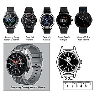 Easuny Compatible for Samsung Galaxy Watch 3 45mm Band/Galaxy Watch 46mm/Gear S3 Frontier, 22mm Smart Watch Bands Silicone Quick Release Strap for Men, 3 Pack of Black/Dark Blue/Space Gray