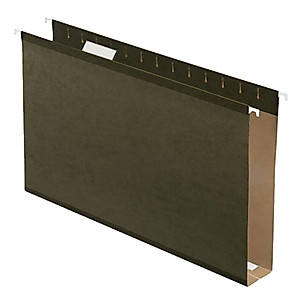 Pendaflex Extra Capacity Reinforced Hanging File Folders, 2", Legal Size, Standard Green, 1/5 Cut, 25/BX (4153x2)