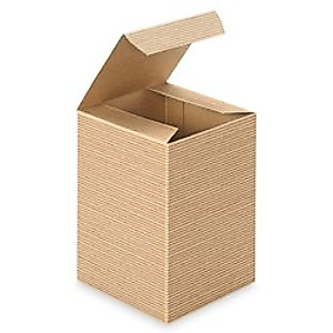 A1 Bakery Supplies Preimer High Kraft Pinstripe Brown Treat Gift Boxes (4 in X 4 in X 6 in 10 Pack)