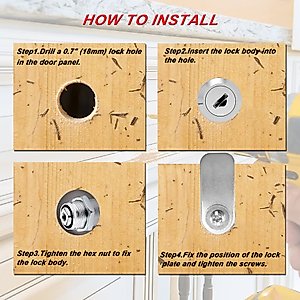 evan 5 Pack Cam Locks Keyed Alike, File Cabinet Lock with Keys, 5/8" Cabinet Cam Lock for Secure Files Drawers Mailbox RV Camper Door Storage Tool Box Replacement Locks