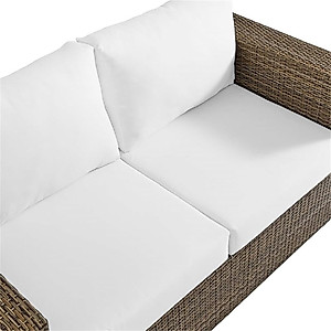 Modway Convene Outdoor Synthetic Rattan Loveseat in Cappuccino/White