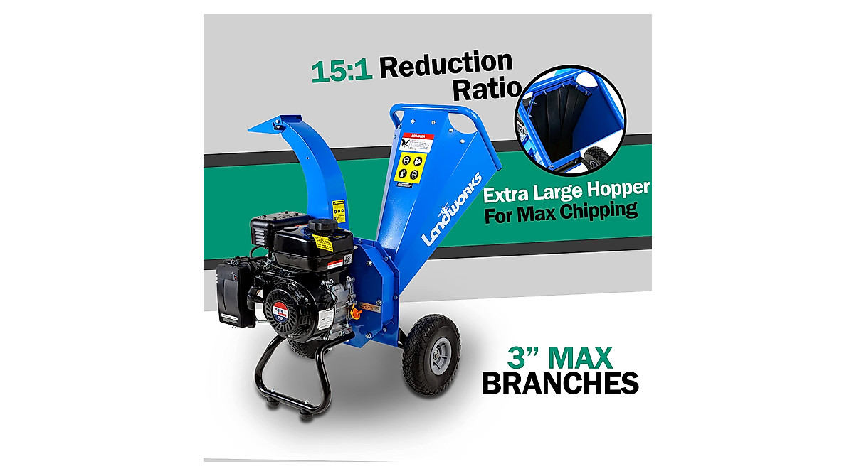Landworks Mini Wood Chipper Compact Design 3" Inch Max Capacity & Earth ...