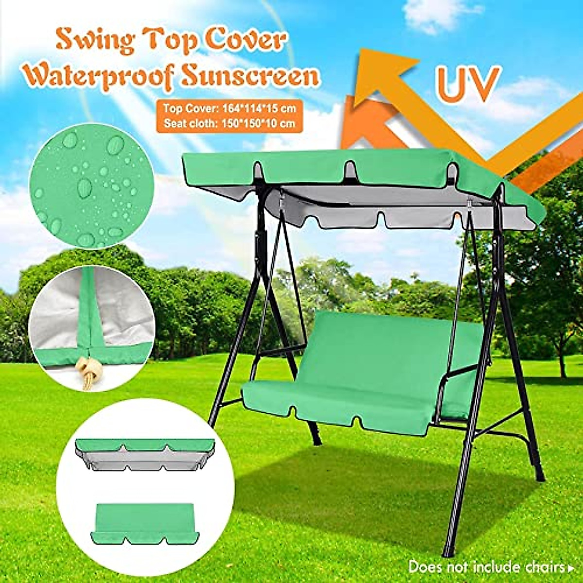 KFJZGZZ Replacement Cover Swing Ceiling Cloth Rain Cover Outdoor Awning Courtyard Patio Lawn & Garden Tree Swing for Adults Couch (0-Green, One Size)