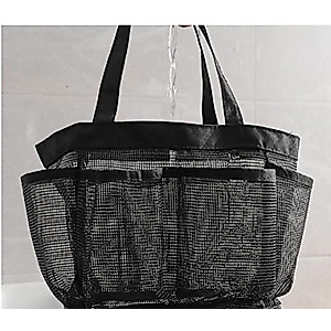 esowemsn 1PC Black Mesh Shower Caddy Tote Bag Hanging Portable Waterproof Shower Tote with 8 Mesh Storage Pockets Toiletry Bathroom Organizer Accessories