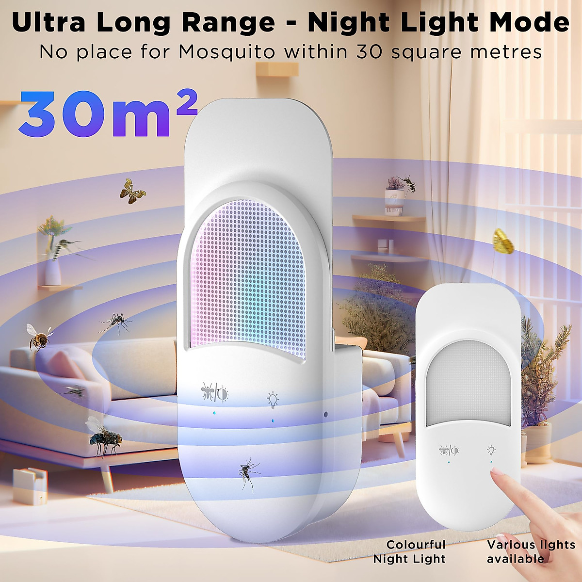 Fly Trap Indoor Plug-in 2-in-1 Flying Insect Trap with 7pcs Fly Trap Refill, Indoors Fly Trap Mosquito Trap with Night Light Gnat Traps for House Indoor Fly Trap for Moths Other Flying Insects