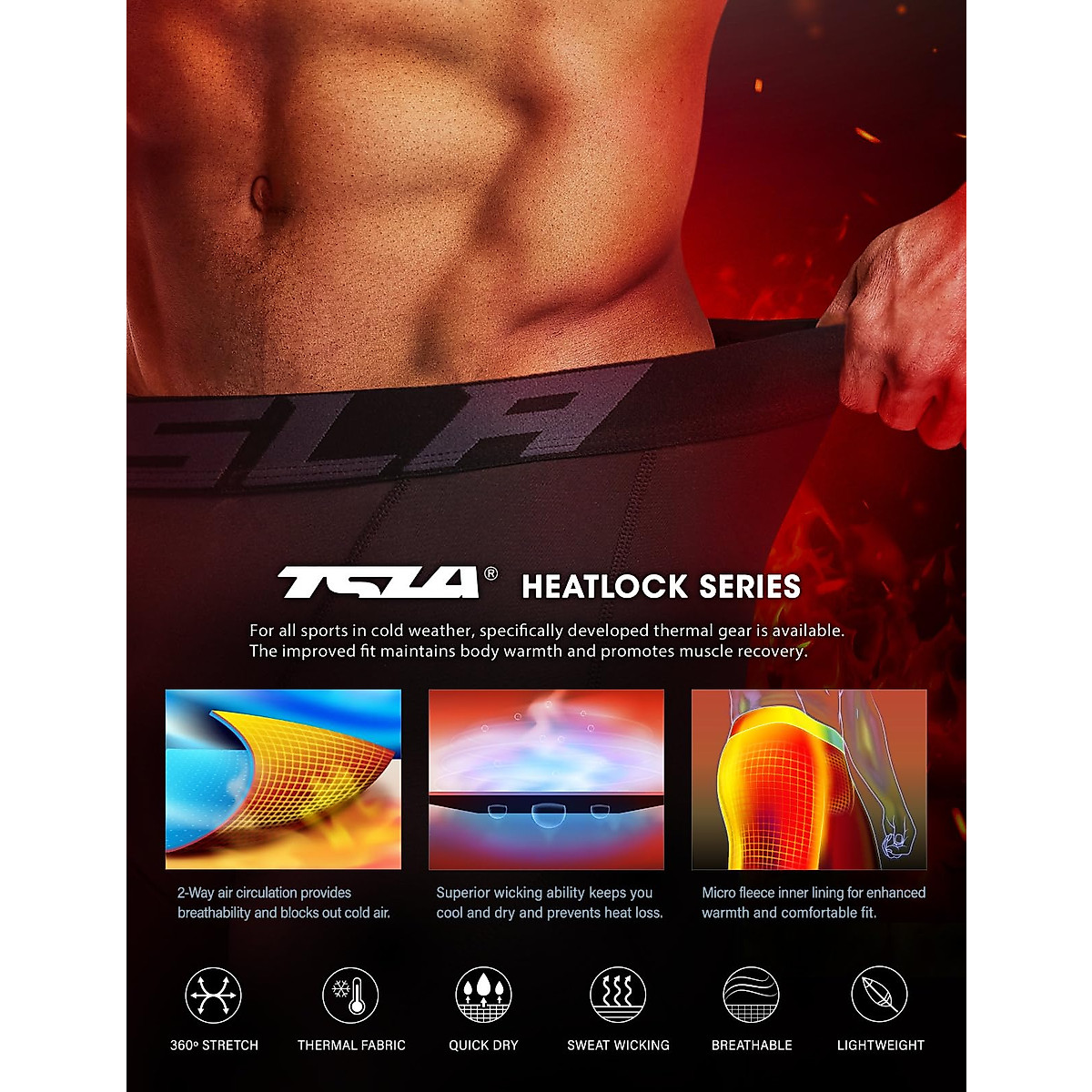 TSLA Men's Thermal Compression Pants, Athletic Sports Leggings & Running Tights, Wintergear Base Layer Bottoms, 2pack Tights Black/Black, 3X-Large