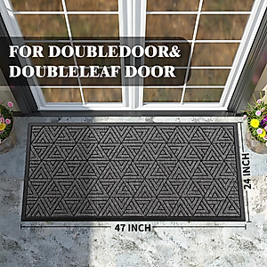 Yimobra Front Door Mat Outside Entrance 47 x 24, Waterproof and Washable Outdoor Mat, Non Slip Rubber Backing, Heavy Duty Welcome Matt for Home Entry Floor Porch Garage Office, Low Profile, Mix Grey