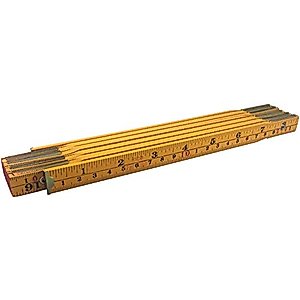 Binzer Folding Wooden Stick Ruler, Inch & Metric (6-foot-6-inch/2-Meter When Straight), Carpenters/General Use