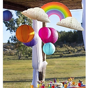 GIFTEXPRESS 2 Pack Jumbo 30" Rainbow Honeycomb Centerpiece - Paper Rainbows & Clouds Theme Party Supplies Decorations - Perfect Decor for Tables at Baby Showers & Birthdays