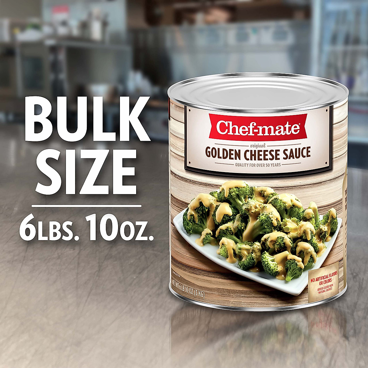 Chef-mate Golden Cheddar Cheese Sauce, Canned Food for Mac and Cheese, 6 lb 10 oz (#10 Can Bulk)