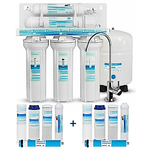 Geekpure 5-Stage Reverse Osmosis Drinking RO Water Filter System with Extra 5 Filters-75GPD