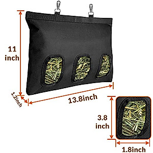 Rabbit Hay Feeder, Bunny Hay Bag for Rabbits, 3 Holes Large Capacity 600D Oxford Cloth Fabric Hanging Hay Feeder Bag for Small Animal (Black)