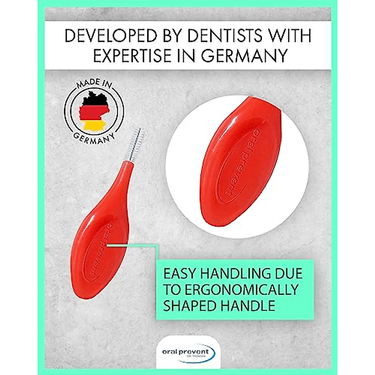 Oral Prevent 24 Pieces interdental Brushes - Tooth Cleaning for The interdental Spaces - Proxy Brushes - Tartar/Caries Prevention (0.60 mm, red)