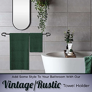 Stur-De Wrought Iron Towel Holder - Rustic Towel Rack for Bathroom or Kitchen, Wall-Mount Black Iron Towel Bar for Bath Towels - Decorative Black Towel Bar for Farmhouse-Style Home - 21 x 3 x 2 Inches