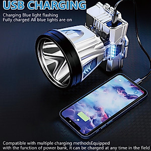 Super Bright Rechargeable High Power Headlamp,LED Rechargeable Head Lamp,LED Head Lights for Forehead Flashlight,Waterproof Headlamp Headlight with White Lights for Camping,Running,Cycling,Fishing