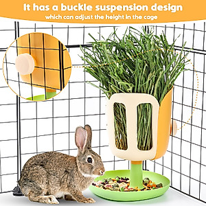 VCZONE Anti-Waste Large Capacity Hay Feeder for Guinea Pig, Rabbit, Chinchilla - 2 in 1, Orange
