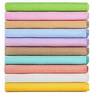 10 Pieces 20 x 20 Inch Candy Solid Fabric Square Patchwork Fabrics DIY Quilting Fabric Bundles for DIY Sewing Crafting Handmade Craft Supplies