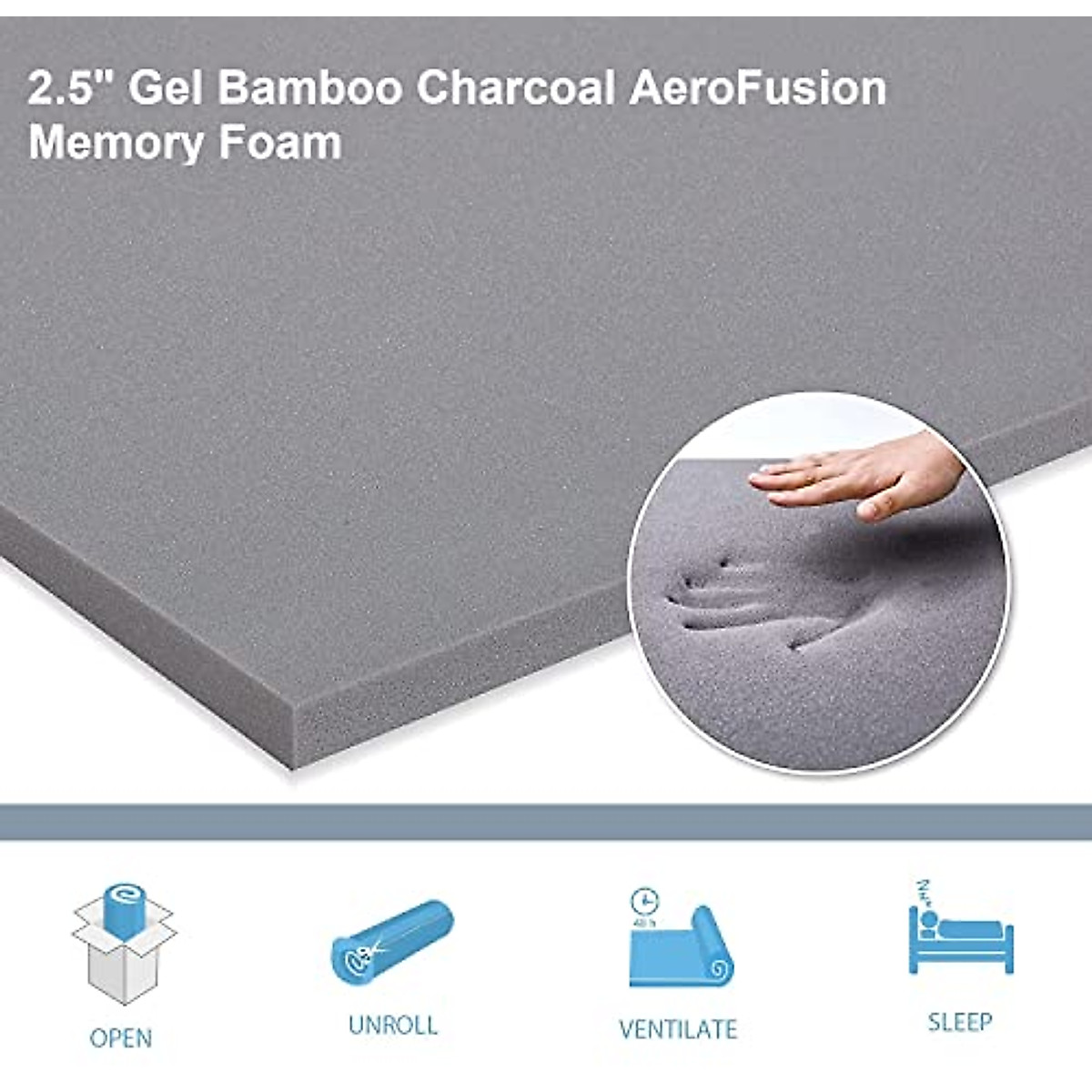 IULULU California King Mattress, 10 Inch Memory Foam Mattresses in a Box Medium Feeling, Bamboo Charcoal Gel Infused Bed in a Box with Fabric Cover, White, (JI-SOFT-10CK)