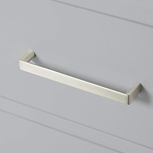 ARIEL 42" Grey Bathroom Vanity Base Cabinet, Right Offset Sink Configuration, 2 Soft Closing Doors, 9 Full Extension Dovetail Drawers, Brushed Nickel