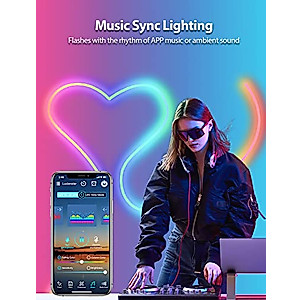 Lucienstar Neon Rope Lights, 10ft/3m RGB+IC Neon Light with Music Sync Smart App, 16 Million DIY Colors, Works with Alexa, Google Assistant, LED Strip Lights for Bedroom, Living Room, Gaming Room