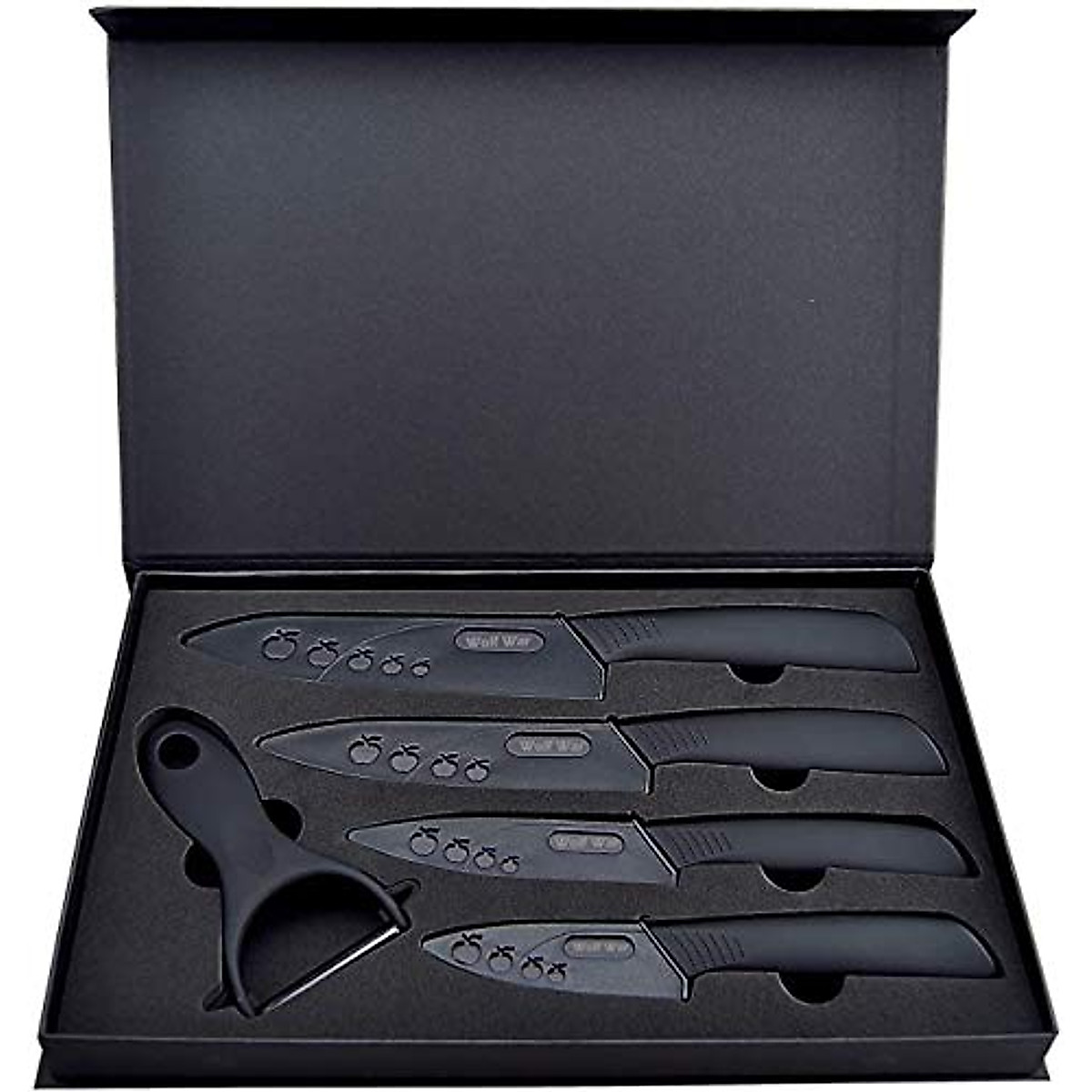 Kitchen Ceramic Knife Set Professional Knife With Sheaths, Super Sharp Rust Proof Stain Resistant (6" Chef Knife, 5" Utility Knife, 4" Fruit Knife, 3" Paring Knife, One Peeler)