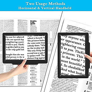 5X Full-Page Magnifying Glass for Reading, Handheld Lightweight Magnifier Provide Large Page Viewing Area Perfect for Reading Small Prints and Low Vision Person Black