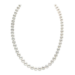 The Pearl Source 14K Gold 5.0-5.5mm AAAA Quality White Freshwater Cultured Pearl Necklace for Women in 17" Princess Length