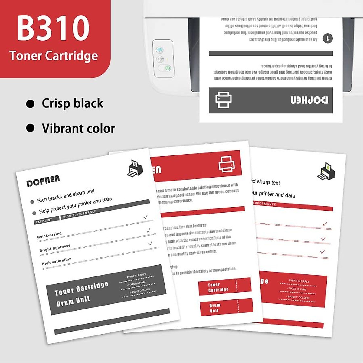 B310 Black Toner Cartridge 006R04377: Dophen 1 Pack High Capacity 006R04377 Toner Replacement for B305 B310 B315 Printer