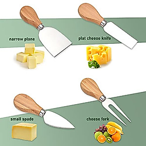 FITNATE Bamboo Cheese Board Set, 13inch Square Charcuterie Board with Cutlery in Slide-Out Drawer Including 4 Stainless Steel Serving Utensils, Gift for Christmas, Birthday, Wedding, Housewarming