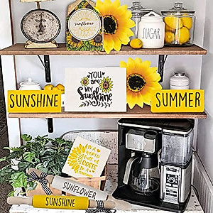 10 PCS Sunflower Tiered Tray Decor,Sunflower Farmhouse,Sunflower Tray,Sunflower Mini Rolling Pins,Faux Sunflower Flower,Sunflower Beaded Garland,You are My Sunshine Tiered Tray Decor,Home Decor Gift