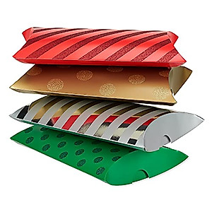 American Greetings Pillow Gift Boxes for Christmas and All Holidays, Multicolored Polka Dots and Stripes (4 Boxes)