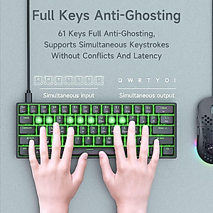 DIERYA DK61SE 60% Mechanical Gaming Keyboard, 61 Keys Anti-Ghosting, LED Backlight, Detachable USB-C, Ultra-Compact Mini Wired Keyboard with Quiet Red Linear Switch for Windows Laptop PC Gamer Typist