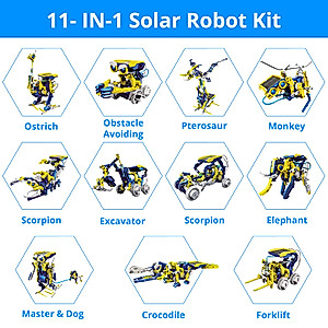 OUTOGO STEM Projects 11-in-1 Solar Robot Toy for Kids Ages 8-12, Science Kits Educational Robotics to Build, Christmas Birthday Gifts for 8 9 10 11 12 13 14 Year Old Boys Girls Teens.