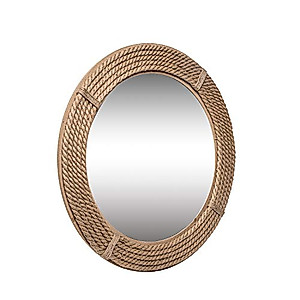 Foreside Home and Garden 23.75 inch Diameter Round Wrapped Rope Wall Mirror, Brown