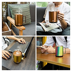 CERA+ Temperature Controlled Smart Mug 2, Self-Heating Coffee Mug with Lid, 90 Minutes Battery Life, APP or Manual Control, Gift-Packing(Brown - 14 oz)