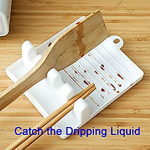 Hyshina Kitchen Utensil Rest with Drip Pad, Hanging Design, Heat-Resistant, BPA-Free Spoon Rest & Holder for Stove Top, Kitchen Utensil Holder for Spoons, Ladles, Tongs