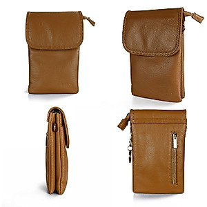 befen Leather Crossbody Wallet Purses and Handbags Cell Phone Smartphone Trendy Travel Cross Body Bags for Women - Fit iPhone 15 Pro Max, Cognac Brown