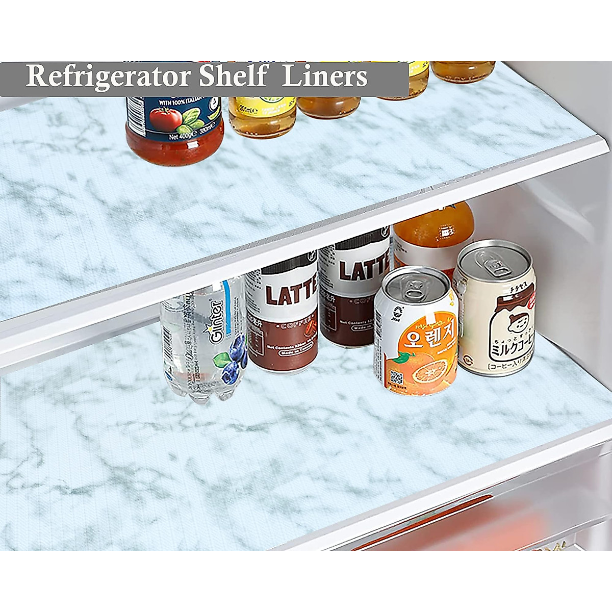 Shelf Liner Non Adhesive for Kitchen Cabinets 16 Inch Wide X 20 Ft Cabinet Liners Non-Slip Washable Drawer Liners Waterproof Marble Printed Cupboard Mat for Shelving Closet Fridge Bathroom